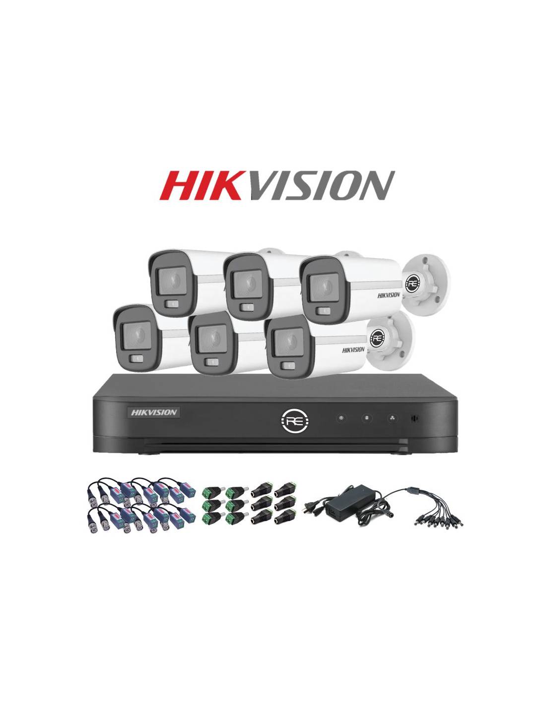 Kit DVR 8CH + 6 Cámaras 2Mpx Color Vu + Accesorios